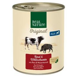 REAL NATURE Nassfutter Hund, Adult, Rind und Wildschwein 24x800 g