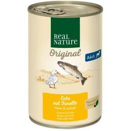 REAL NATURE Nassfutter Hund, Adult, Ente mit Forelle 24x400 g