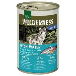 REAL NATURE WILDERNESS Nassfutter Hund, Adult, Fresh Water, Hering, Lachs und Ente 24x400 g