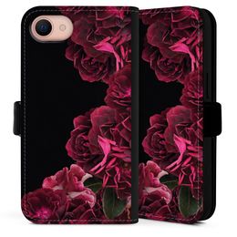 DeinDesign iPhone 16e Handy Klapph&uuml;lle Handyh&uuml;lle aus Kunst Leder schwarz Flip Case Vintage Rose Pink Sideflip mit Lasche