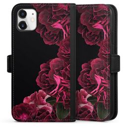DeinDesign iPhone 11 Handy Klapph&uuml;lle Handyh&uuml;lle aus Kunst Leder schwarz Flip Case Vintage Rose Pink Sideflip mit Lasche