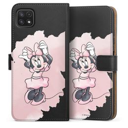 DeinDesign Galaxy A22 5G Handy Klapph&uuml;lle Handyh&uuml;lle aus Kunst Leder schwarz Flip Case Motiv Ohne Hintergrund Disney Sideflip mit langer Lasche