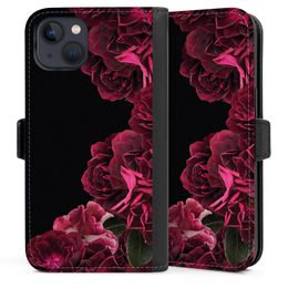 DeinDesign iPhone 13 Handy Klapph&uuml;lle Handyh&uuml;lle aus Kunst Leder schwarz Flip Case Vintage Rose Pink Sideflip mit Lasche