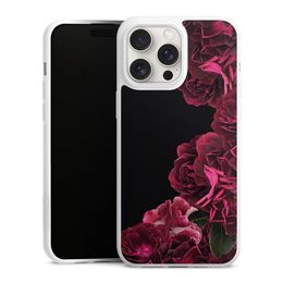 DeinDesign iPhone 15 Pro Max Handy Silikon H&uuml;lle Case wei&szlig; Handyh&uuml;lle Vintage Rose Pink Silikon Case