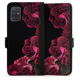 DeinDesign Galaxy A51 Handy Klapph&uuml;lle Handyh&uuml;lle aus Kunst Leder schwarz Flip Case Vintage Rose Pink Sideflip mit Lasche
