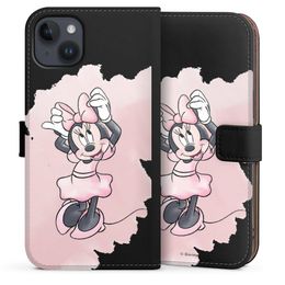DeinDesign iPhone 14 Plus Handy Klapph&uuml;lle Handyh&uuml;lle aus Kunst Leder schwarz Flip Case Motiv Ohne Hintergrund Disney Sideflip mit langer Lasche