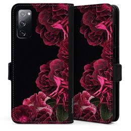 DeinDesign Galaxy S20 Handy Klapph&uuml;lle Handyh&uuml;lle aus Kunst Leder schwarz Flip Case Rose Vintage Pink Sideflip mit Lasche