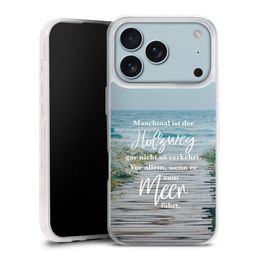 DeinDesign iPhone 17 Pro Handy Silikon H&uuml;lle Case transparent Handyh&uuml;lle Spruch Beach Statement Silikon Case