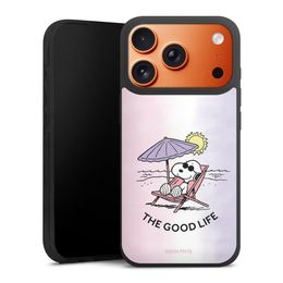 DeinDesign iPhone 17 Pro Handy Premium Silikon H&uuml;lle Handyh&uuml;lle schwarz Case Snoopy Official Licensed Product Peanuts Silikon Premium Case