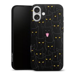 DeinDesign iPhone 16 Plus Handy Premium Silikon Hülle Handyhülle schwarz Case Muster Eye Cat Silikon Premium Case
