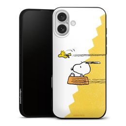 DeinDesign iPhone 16 Plus Handy Premium Silikon H&uuml;lle Handyh&uuml;lle schwarz Case Snoopy Peanuts Children Silikon Premium Case