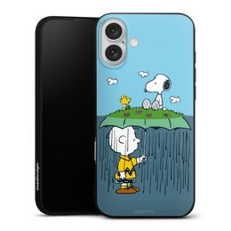 DeinDesign iPhone 16 Plus Handy Premium Silikon H&uuml;lle Handyh&uuml;lle schwarz Case Peanuts Children Snoopy Silikon Premium Case