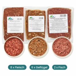 Haustierkost Fertigbarf Probierpaket für Hunde 16x500 g