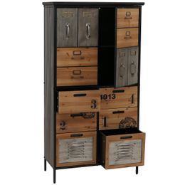 Apothekerkommode HWC-O80, Schrank Highboard Schubladen, Vintage Shabby-Look 136x73x35cm, natur Metalloptik