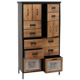 Apothekerkommode HWC-O80, Schrank Highboard Schubladen, Vintage Shabby-Look 136x73x35cm, natur