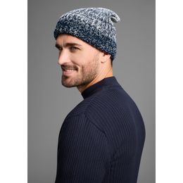 MAN'S WORLD Strickmütze MAN'S WORLD, Damen, blau (marine, weiß melange), Obermaterial: 100% Polyacryl, gemustert, meliert, Mützen, in auffälliger Melange-Optik - NEW