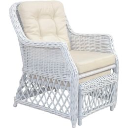 Rattanstuhl Home Affaire, weiß, B:67cm H:91cm T:75cm, Rattan, Stühle, Handarbeit, Maße (B/T/H): (67/75/91)