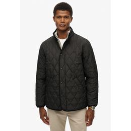 Steppjacke Superdry "QUILTED ESTATE JACKET", Herren, Gr. L, meteorite schwarz, Web, Obermaterial: 100% Polyester, unifarben mit Farbeinsatz, regular fit, Jacken