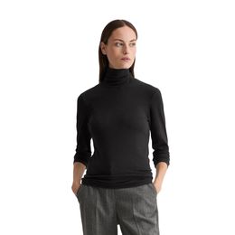 Marc O'Polo MARC O'POLO Damen Langarmshirt "aus soft geripptem Jersey"schwarz, Basic, Gr. XXL, unifarben, Obermaterial: 46% Modal, 46% Baumwolle, 8% Elasthan,