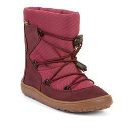 Barfußschuh froddo "BAREFOOT TEX TRACK", Kinder, Gr. 25, rot (bordeaux pink grau), Textil, Veloursleder, colorblocking, Schuhe, Snowboots, Winterstiefel mit TEX-Membrane