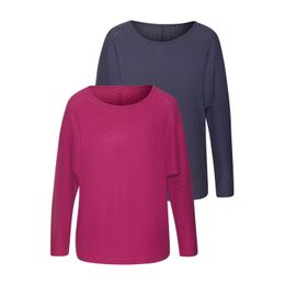 Vivance Damen Langarmshirt "in modischer Struktur-Optik"beere, blau, Gr. 36, Strukturmuster, Strick, Obermaterial: 55% Polyester (REPREVE), 42%