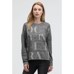 Rundhalspullover SOCCX, Damen, Gr. M/L, grau, Material: 53% Viskose, 43% Polyester, 4% Elasthan, bedruckt, regular fit normal, Rundhals, eingesetzt gerader Abschluss, Pullover