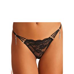 String Lascana, Damen, Gr. 32/34, schwarz, Microtouch, Obermaterial: 88% Polyamid, 12% Elasthan, figurbetont, Unterhosen, mit extravaganten Glitzeraccessoires