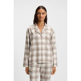 Pyjamaoberteil BOSS "Holiday", Damen, Gr. L, open wei&szlig; 120, Flanell, Obermaterial: 55% Baumwolle, 45% Viskose, normal normal, Shirts, kariert, aus weichem Flanell, normale Passform