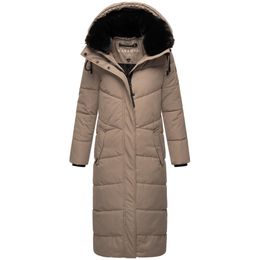 Steppmantel Navahoo "Hingucker XIV", Damen, Gr. XL (42), grau (taupe), Obermaterial: 100% Polyester, Futter: 100% Polyester, Wattierung: 100% Polyester, gerade ca. Mitte Wade, hoch geschlossener Ausschnitt, eng Rippstrickbündchen, Mäntel, Damen Wintermantel mit abnehmbaren Kunstfellkragen