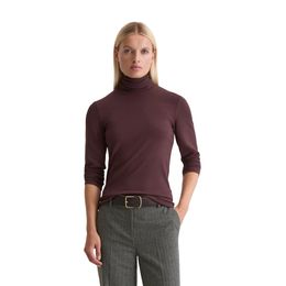 Marc O'Polo Langarmshirt MARC O'POLO "aus soft geripptem Jersey", Damen, Gr. XXL, schwarz cherry, Obermaterial: 46% Modal, 46% Baumwolle, 8% Elasthan, unifarben, Basic, slim fit, normaler Saum, Shirts