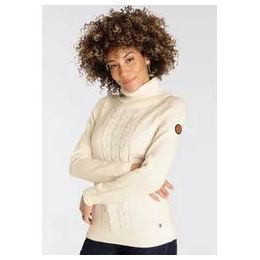 Rollkragenpullover Kangaroos, Damen, Gr. 32/34, beige (natur melange), Strick, Obermaterial: 60% Baumwolle, 40% Polyacryl, Zopfmuster, meliert, figurumspielend hüftbedeckend, Rippbündchen, Pullover, mit tollem Zopf-Strickmuster
