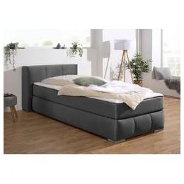 Boxspringbett Home Affaire "Chelles", grau (schiefer), B:107cm L:225cm, Samtoptik (100% Polyester);Bezug der Spiegelfläche Matratzendrell aus 100% Polyester;Struktur fein 100% Polyester), Komplettbetten, Boxspringbett, inkl. Kaltschaumtopper, in 5 Breiten und 3 Matratzenarten