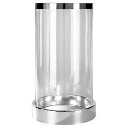 Windlicht Fink "EMPIRE", silber (silberfarben), H:44cm Ø:25cm, Eisen, Glas, Kerzenhalter, Silberfarben - Eisen vernickelt mit Glas, Höhe ca. 44 cm