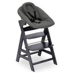 Hochstuhl hauck "Alpha Newborn Set Plus, Dark Grey", Baby, Gr. B/H/T: 56cm x 77cm x 48cm, 2 Stk., grau (dunkelgrau), Baumwolle, Kunststoff, Massivholz, Polyester, Stahl, Stühle, mit Newborn Aufsatz; FSC - schützt Wald