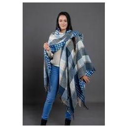 XXL-Schal "Aspen", Damen, blau, Polyacryl, Collezione Alessandro, unifarben, Basic,casual,modisch, Modetücher, Made in Italy, Kuschelweich, mit Karo