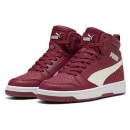 Winterboots Puma "REBOUND V6 MID WTR JR", Kinder, Gr. 38,5, team regal rot, warm weiß, Puma weiß, Synthetik, mehrfarbig, Schuhe, gefüttert