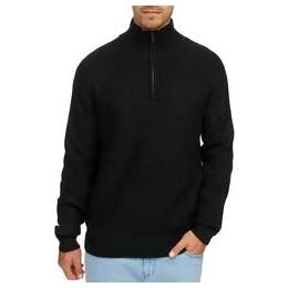 Troyer INDICODE "INBertram 1⁄2 zip", Herren, Gr. XXL, schwarz, Strick, Obermaterial: 58% Polyacryl, 32% Polyester, 7% Wolle, 3% Elasthan, unifarben, modisch, regular fit, hoch geschlossener Ausschnitt, Langarm, Pullover