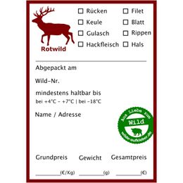 wilde-aufkleber.de Wildbret-Aufkleber f&uuml;r Rotwild 25 St&uuml;ck