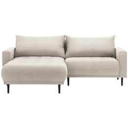 Stylife Ecksofa, Beige, Textil, 2,5-Sitzer, F&uuml;llung: Schaumstoff, seitenverkehrt montierbar, L-Form, 215x160 cm, Stoffauswahl, Hocker erh&auml;ltlich, R&uuml;cken echt, Armteil links, rechts, Wohnzimmer, Sofas & Couches, Wohnlandschaften, Ecksofas