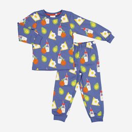 Sense Organics Blaues Pyjama-Set mit Lebensmittelmuster