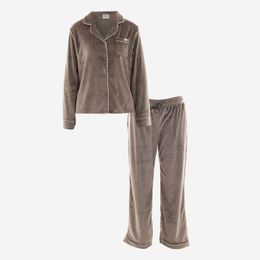 Nicce Graues geripptes Pyjama-Set aus Velours