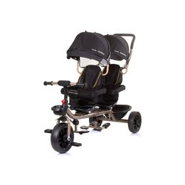 Babyshoppen Geschwisterdreirad Hip Hop, Schiebegriff, Sitze 360&deg; drehbar, Gurte schwarz