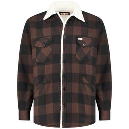 Große Größen Kamro Gefütterte Hemdjacke im Holzfäller-Stil Farbe braun Größe: 7XL
