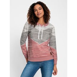 WITT Damen Sweatshirt mit variierbarem Rundhals-Ausschnitt, rosenholz-ecru, Gr&ouml;&szlig;e 40