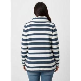 WITT Damen Sweatshirt mit elastischem Saum, dunkelblau-ecru-geringelt, Größe 38