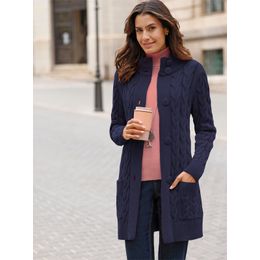 WITT Damen Longstrickjacke mit Zopfmuster, marine, Gr&ouml;&szlig;e 40