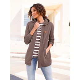 WITT Damen Sweatjacke in weich angerauter Qualit&auml;t, dunkeltaupe, Gr&ouml;&szlig;e 48