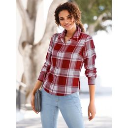 WITT Damen Flanellbluse in Karo-Muster, dunkelrot-wei&szlig;-kariert, Gr&ouml;&szlig;e 36