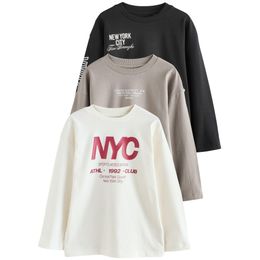 next Shirt Jungen Gr&ouml;&szlig;e 116 dunkelbeige / schwarz / naturwei&szlig;
