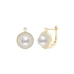 Rougemont Jewellery Earrings 'Extravagante Süßwasserperlen Ohrringe mit Moissanit Diamanten' female Gold size One Size